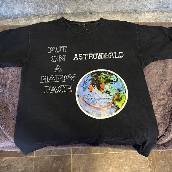 Travis Scott | Shirts | Travis Scott Astroworld Put On A Happy Face ...